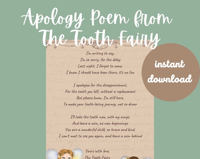 Apology From the Tooth Fairy Poem Letter Printable Tooth Fairy Forgot ...