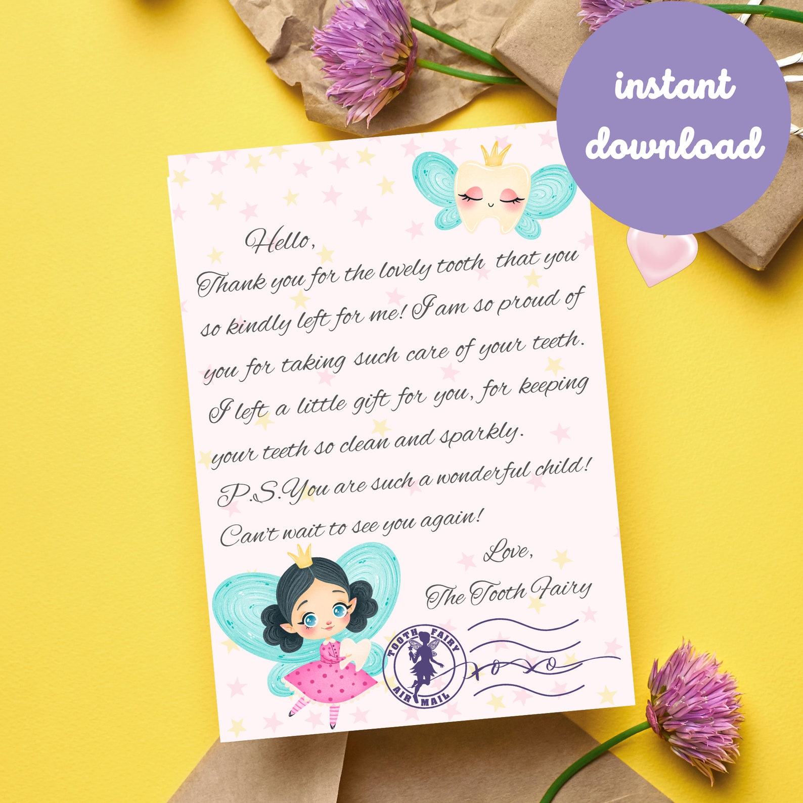 Tooth Fairy Letter Printable, Cute Lost Tooth Letter From Tooth Fairy ...
