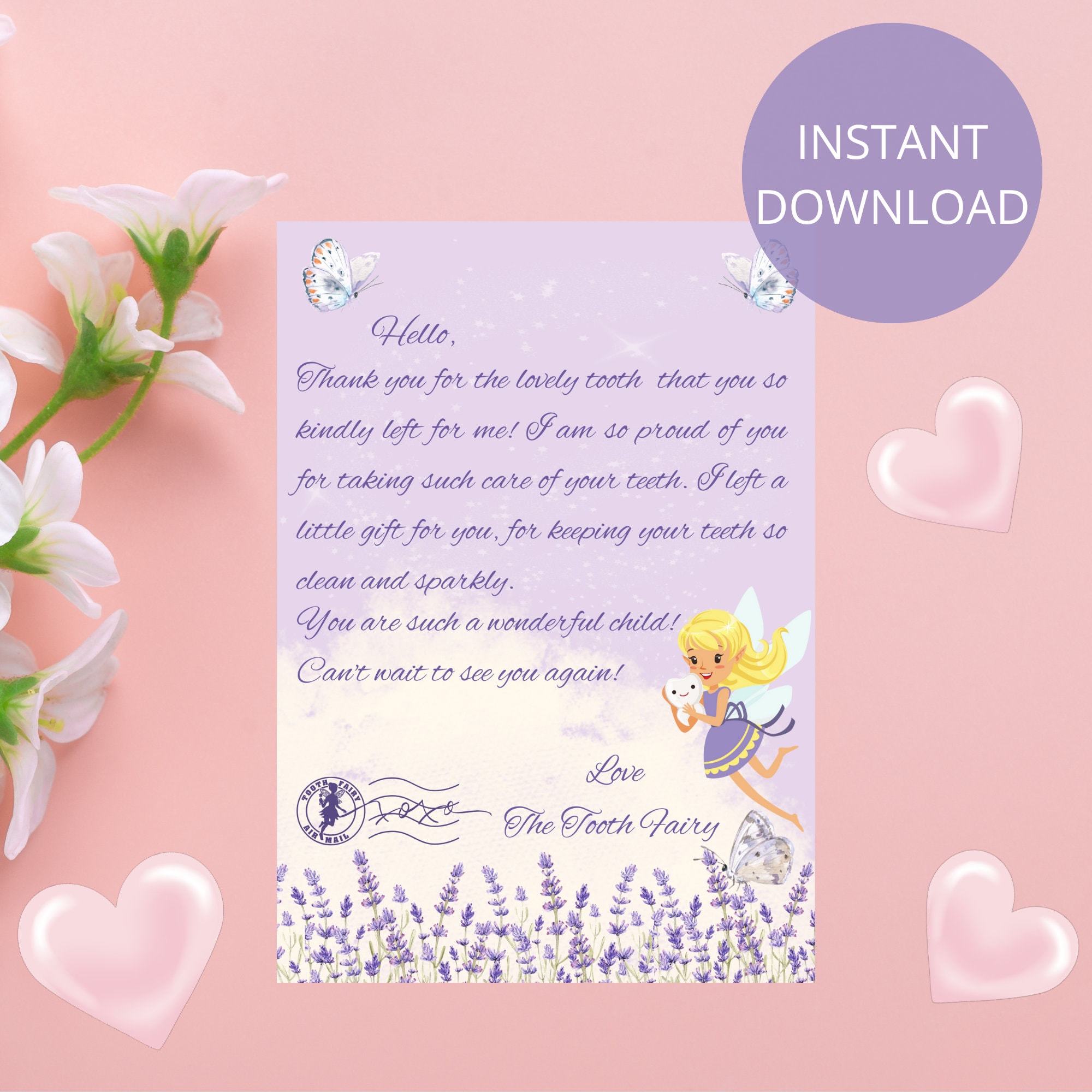 Tooth Fairy Letter Tooth Fairy Printable Tooth Fairy Letter for Girl ...