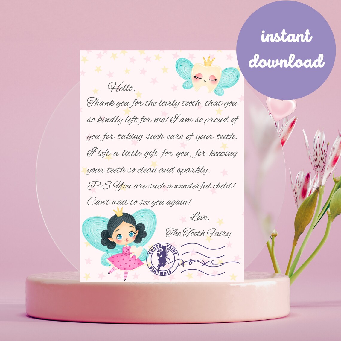 Tooth Fairy Letter Printable Cute Lost Tooth Letter From - Etsy