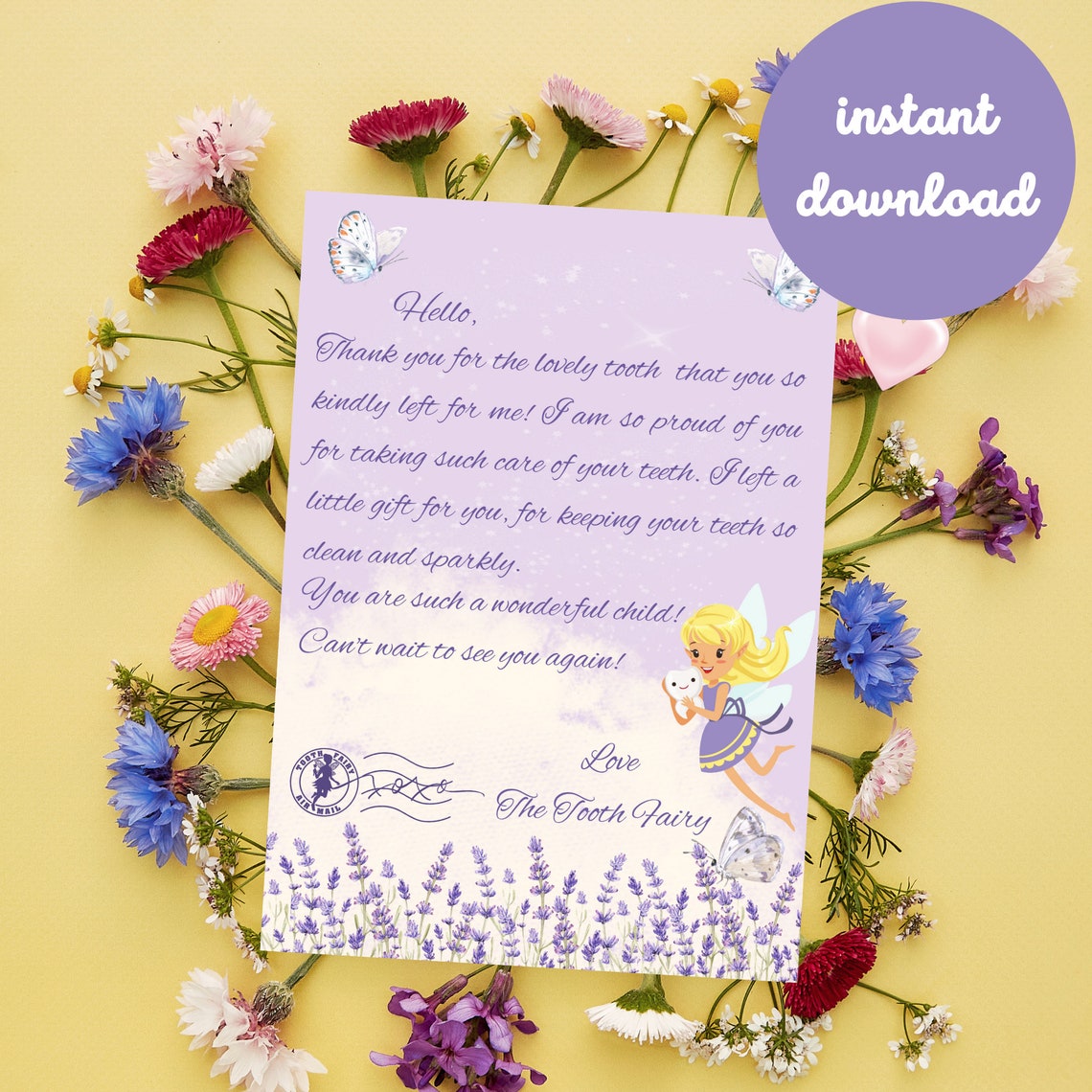 Tooth Fairy Letter Tooth Fairy Printable Tooth Fairy Letter for Girl ...