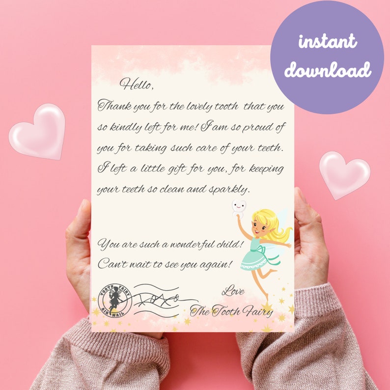 Tooth Fairy Letter Printable, Lost Tooth Certificate , Tooth Fairy ...