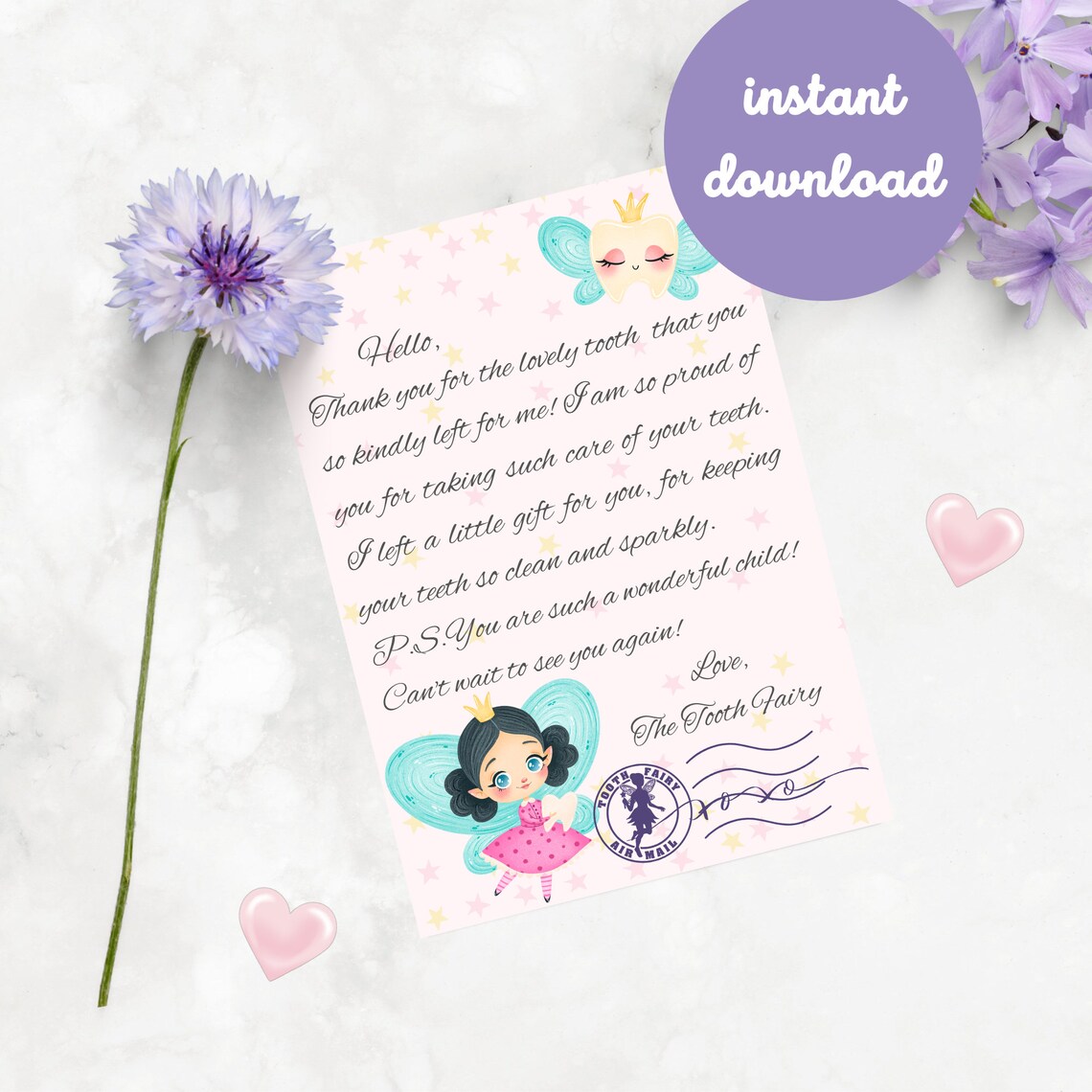Tooth Fairy Letter Printable, Cute Lost Tooth Letter From Tooth Fairy ...
