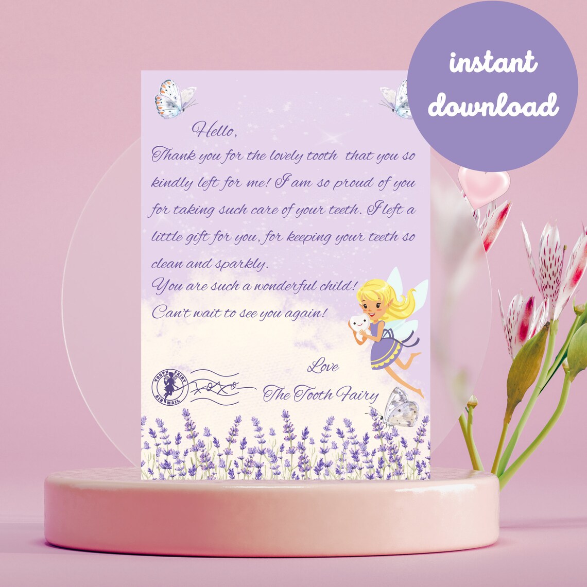Tooth Fairy Letter Tooth Fairy Printable Tooth Fairy Letter for Girl ...