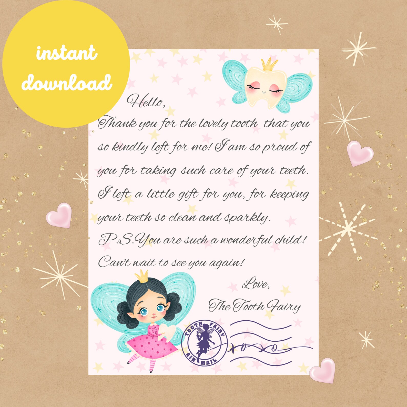 Tooth Fairy Letter Printable, Cute Lost Tooth Letter From Tooth Fairy ...