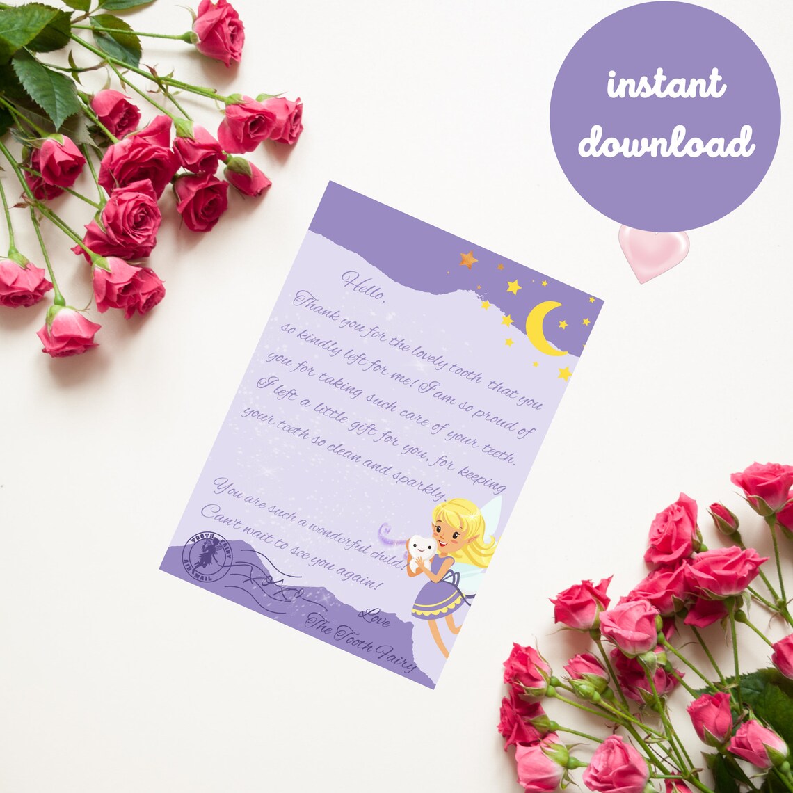 Tooth Fairy Letter Printable, Lost Tooth Purple Certificate, Tooth ...