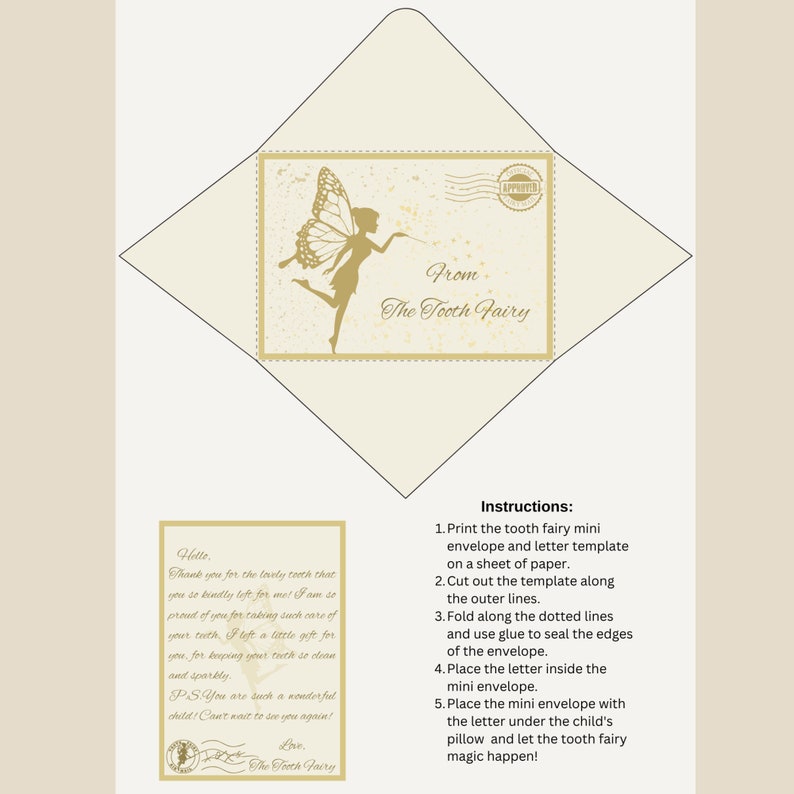 Tooth Fairy Letter and Envelope Printable, Mini Lost Tooth Letter ...