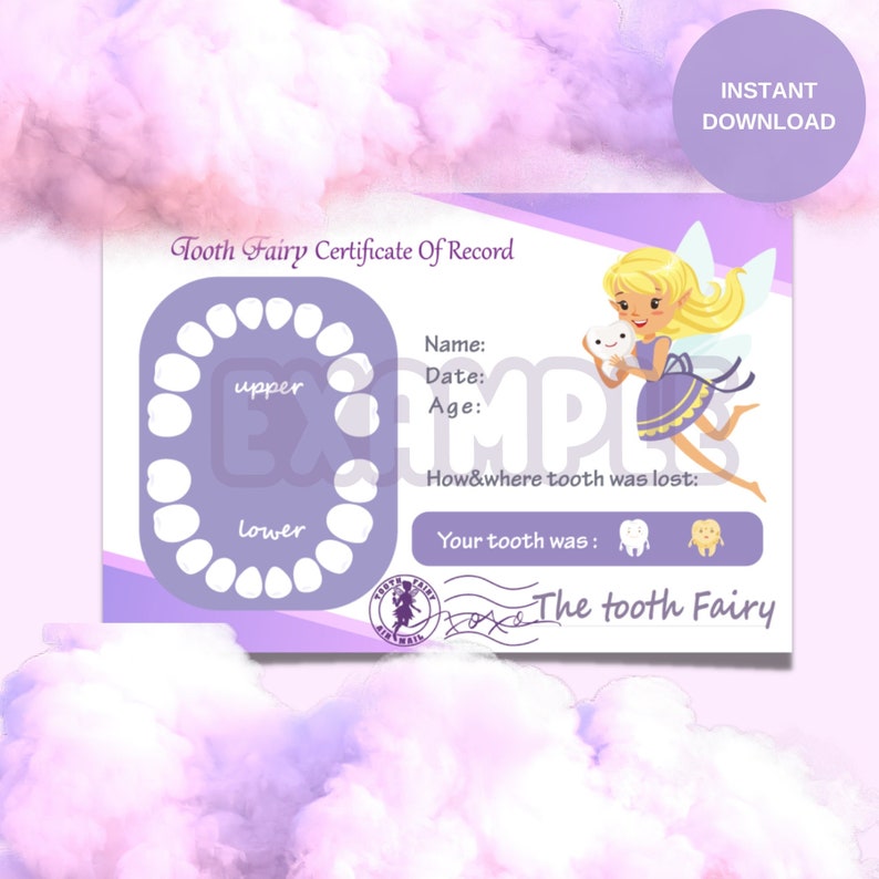 Tooth Fairy Letter Printable, Lost Tooth Certificate Template, Tooth ...