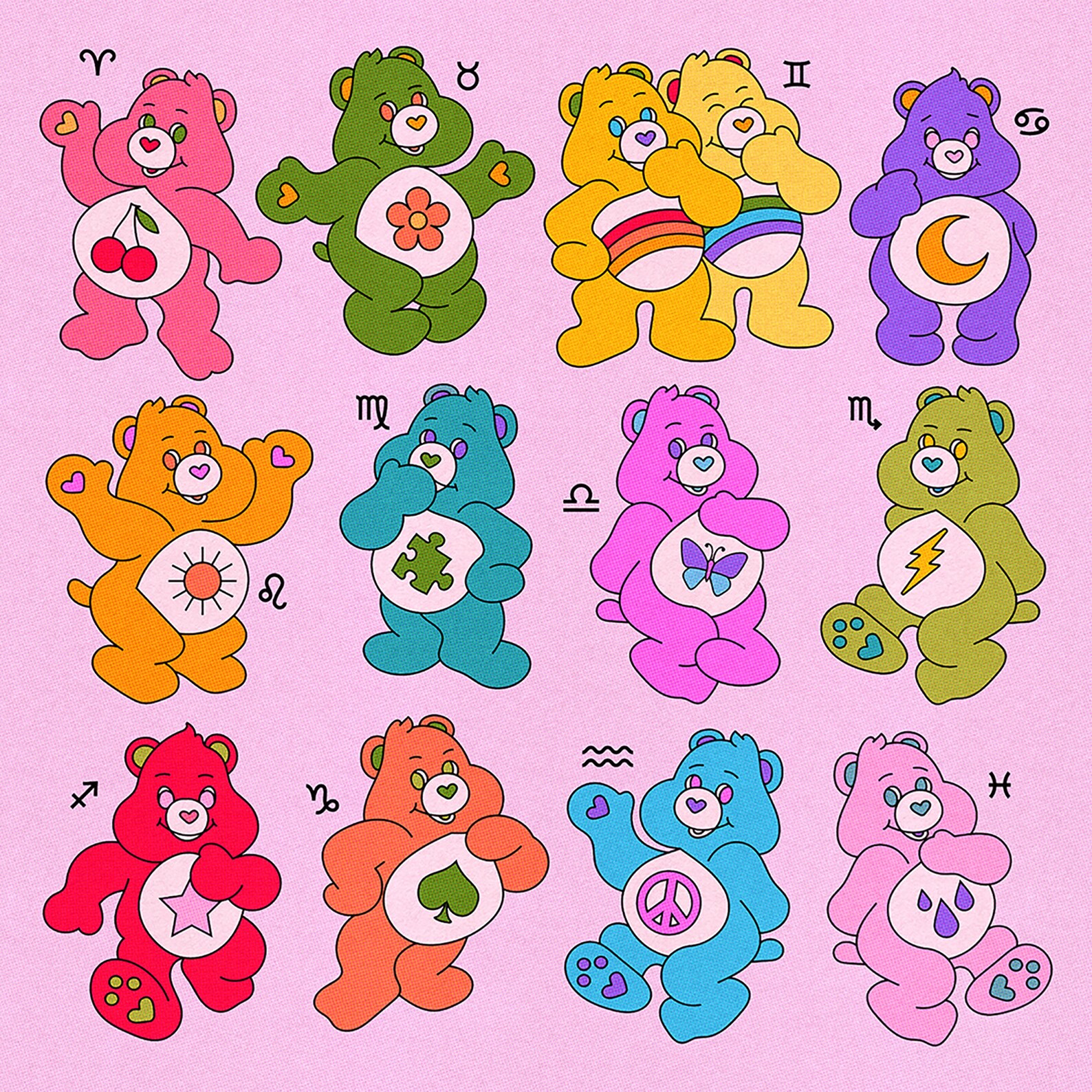 Zodiac Care Bears - Etsy