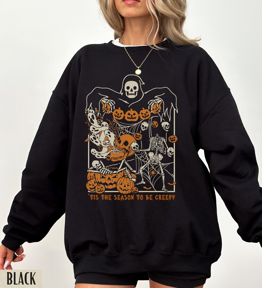 Skeleton Sweatshirt, Halloween Crewneck, Retro Halloween, Dancing ...