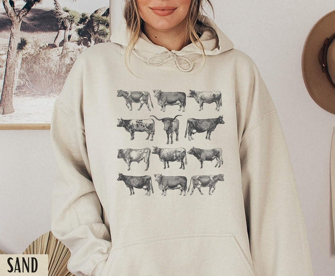 Cow Hoodie, Cow Breeds Hoodie, Western Clothes, Western Hoodie, Jersey ...