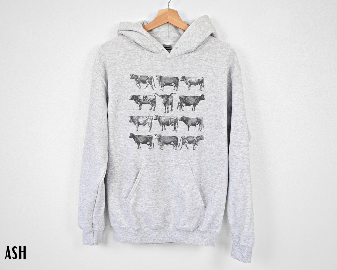 Cow Hoodie Cow Breeds Hoodie Western Clothes Western - Etsy