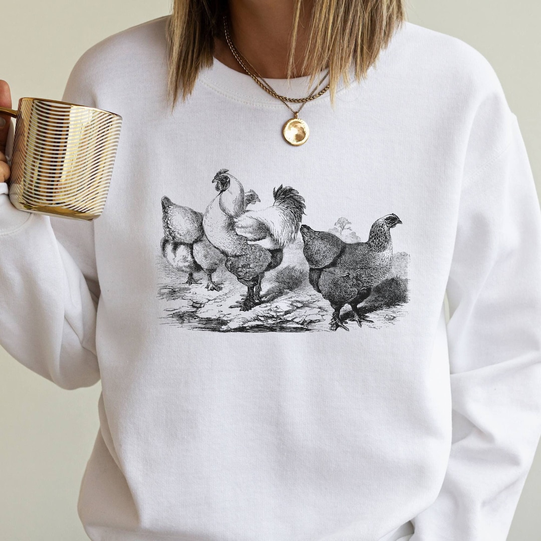 Chicken Sweatshirt, Chicken Gifts, Rooster Gifts, Vintage Chicken ...