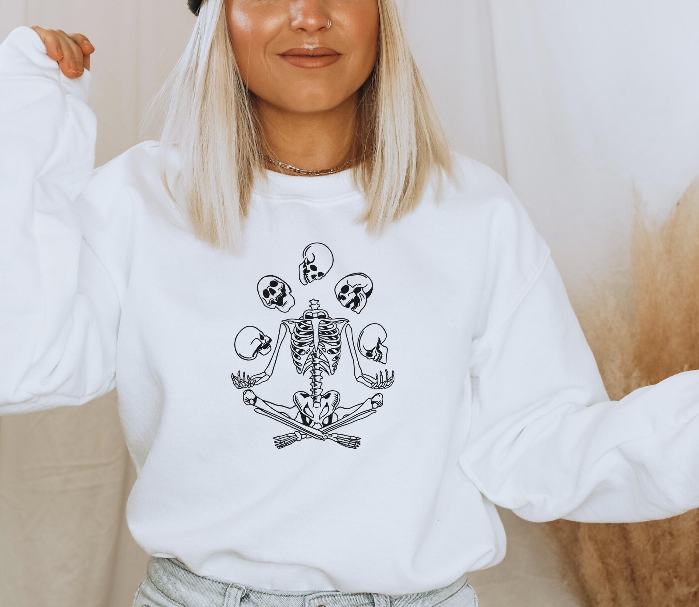 Skeleton Sweatshirt Halloween Crewneck Fall Sweatshirt | Etsy