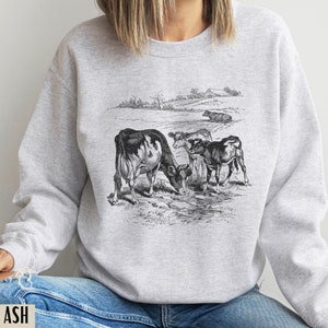 Cow Sweatshirt, Western Sweatshirt, Cow Crewneck, Dairy Cow, Vintage ...