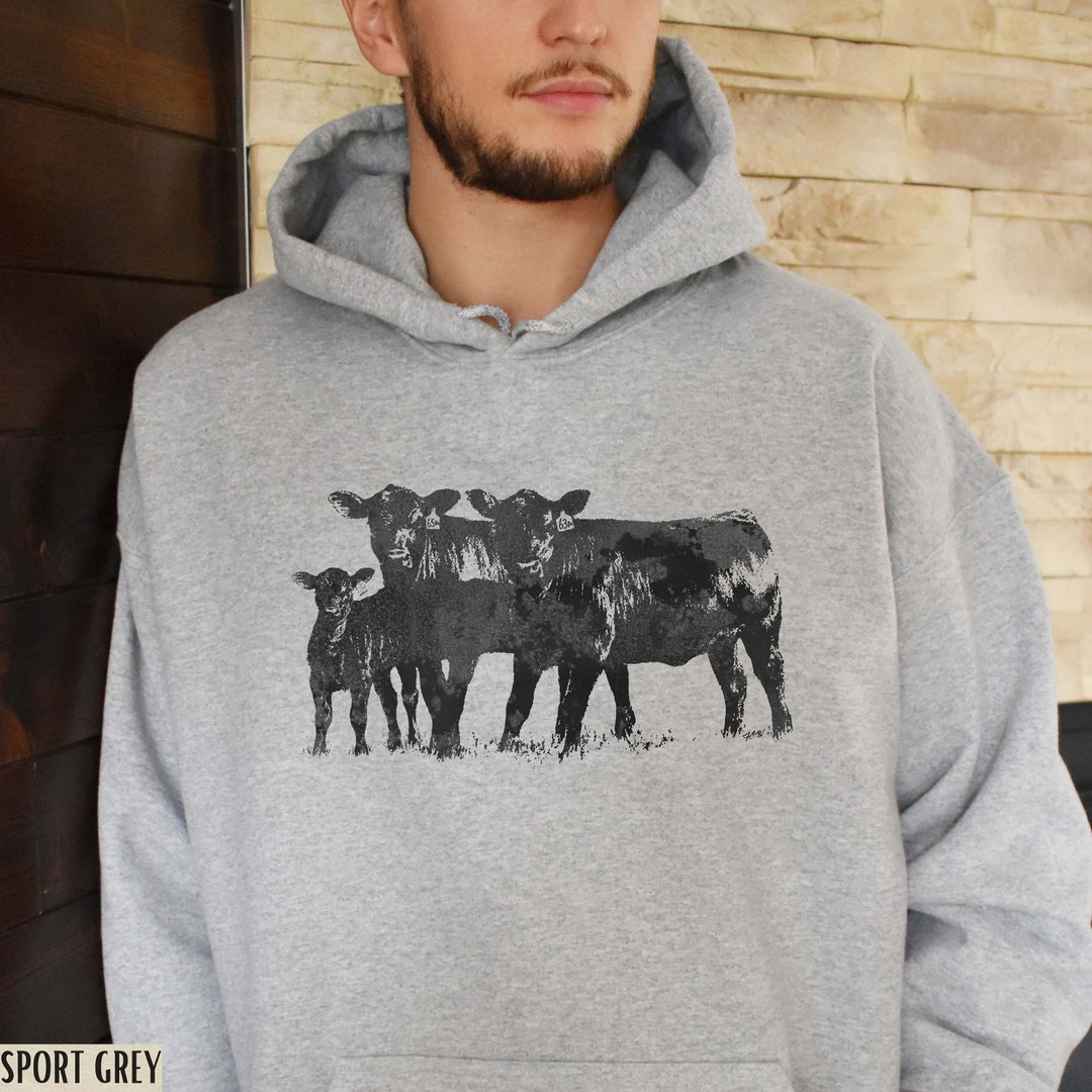 Cow Hoodie, Western Hoodie, Vintage Cattle Hoodie, Black Angus Cows ...