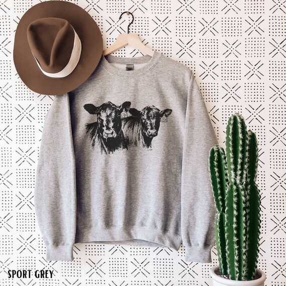 Cow Sweatshirt Cow Sweater Animal Sweatshirt Cows Western - Etsy