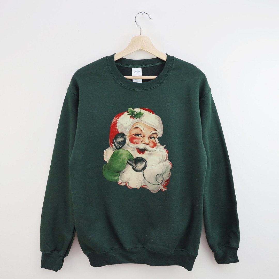 Christmas Sweatshirt Vintage Santa Sweatshirt Christmas Crewneck Retro ...