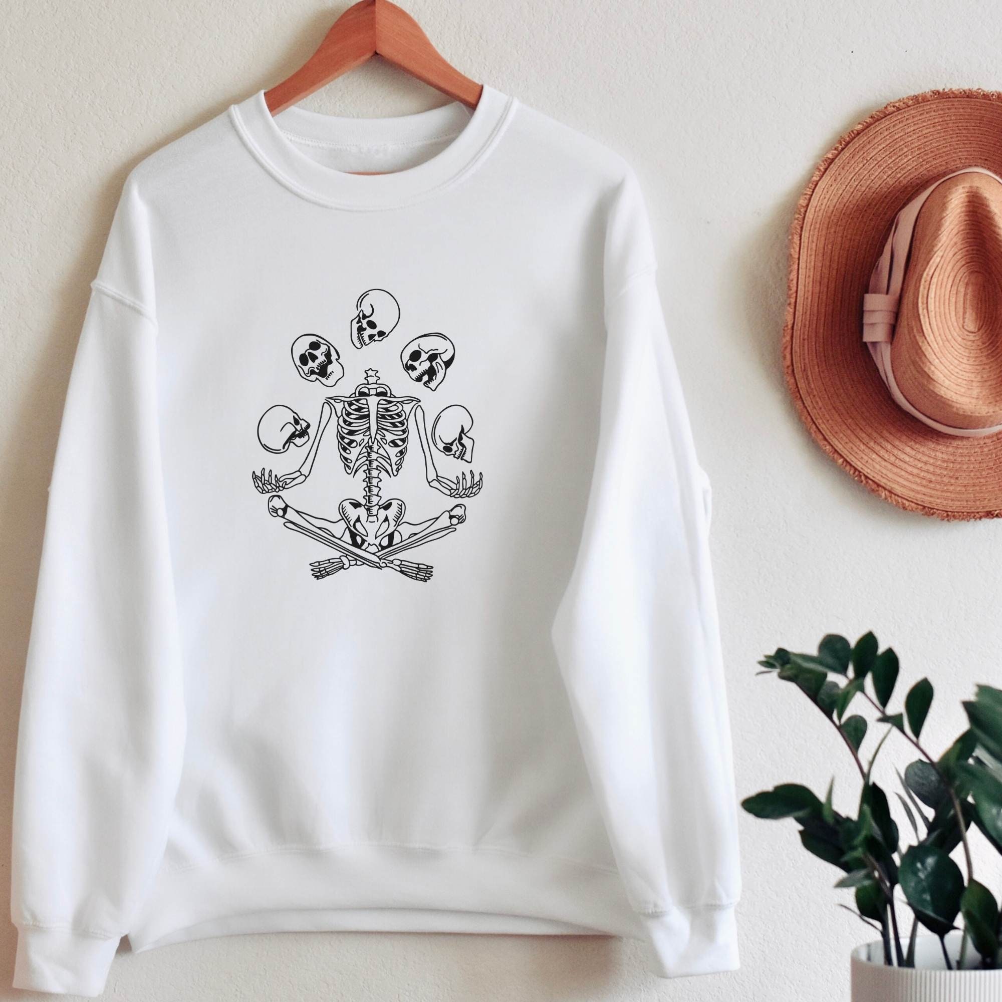 Skeleton Sweatshirt Halloween Crewneck Fall Sweatshirt | Etsy