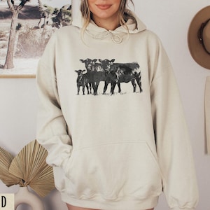 Cow Hoodie, Western Hoodie, Vintage Cattle Hoodie, Black Angus Cows ...