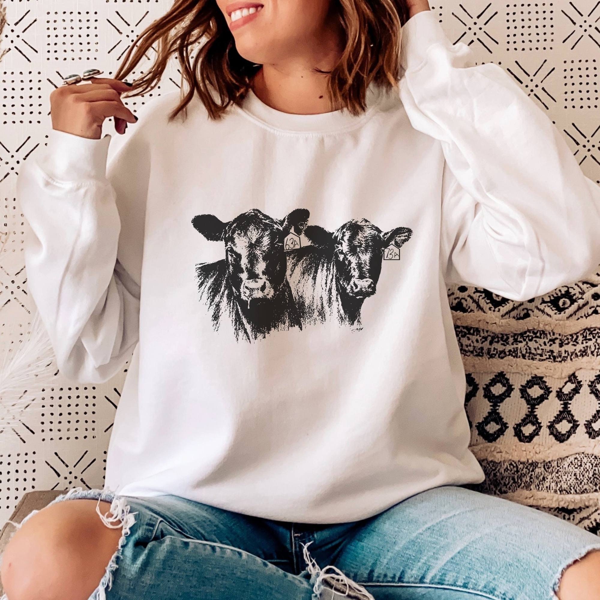 Cow Sweatshirt Cow Sweater Animal Sweatshirt Cows Western - Etsy