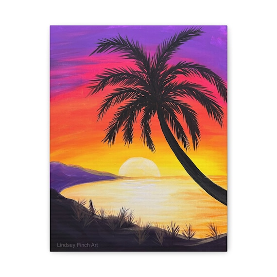 Palm Tree Sunset Art