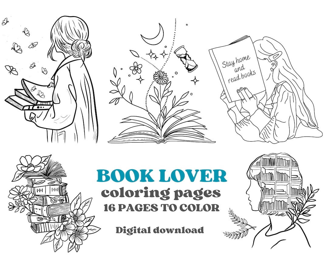 Book Lover Coloring Pages Coloring Book for Adults - Etsy