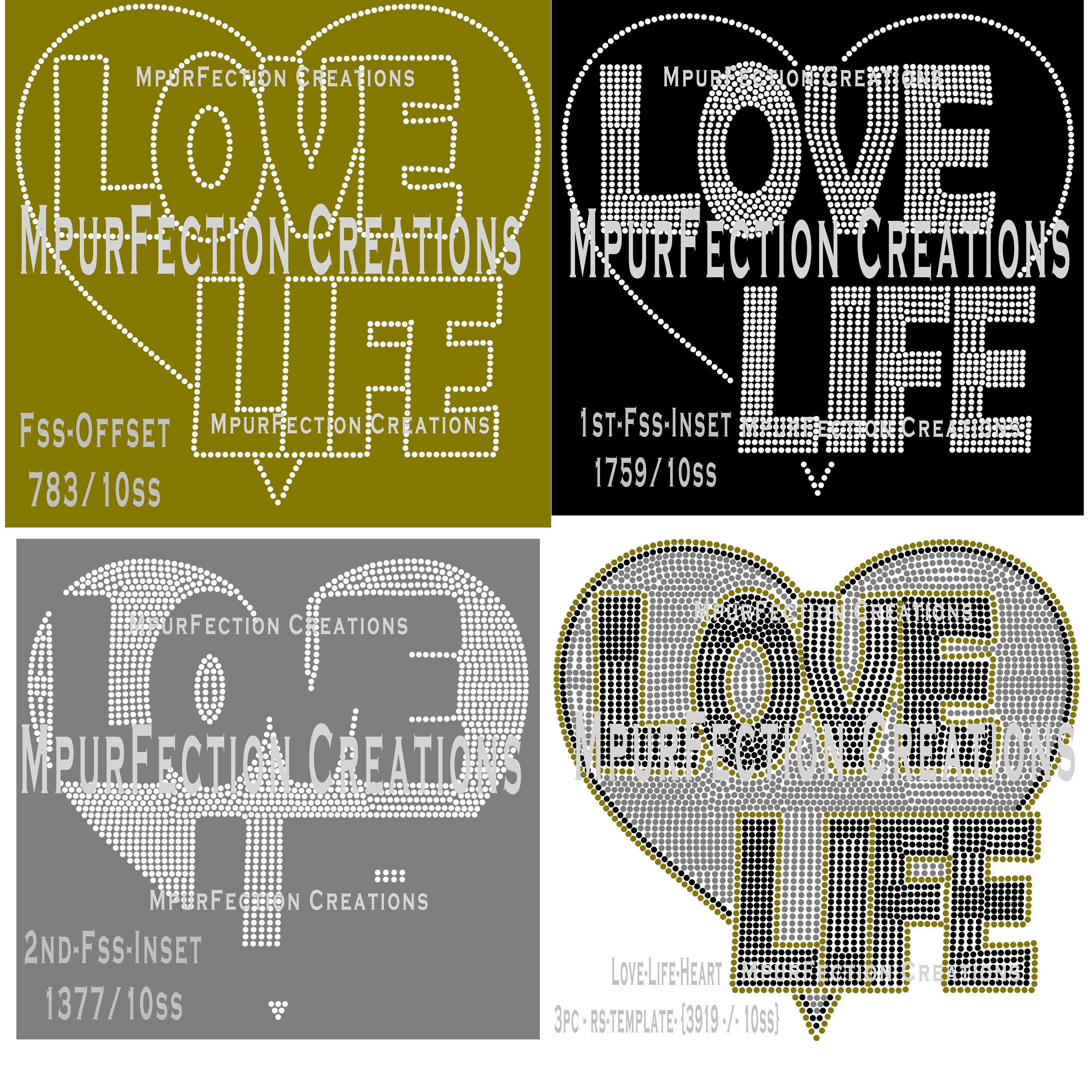 10ss rhinestone Template Love-life-heart-3pc Svg Jpeg-png Cricut ...