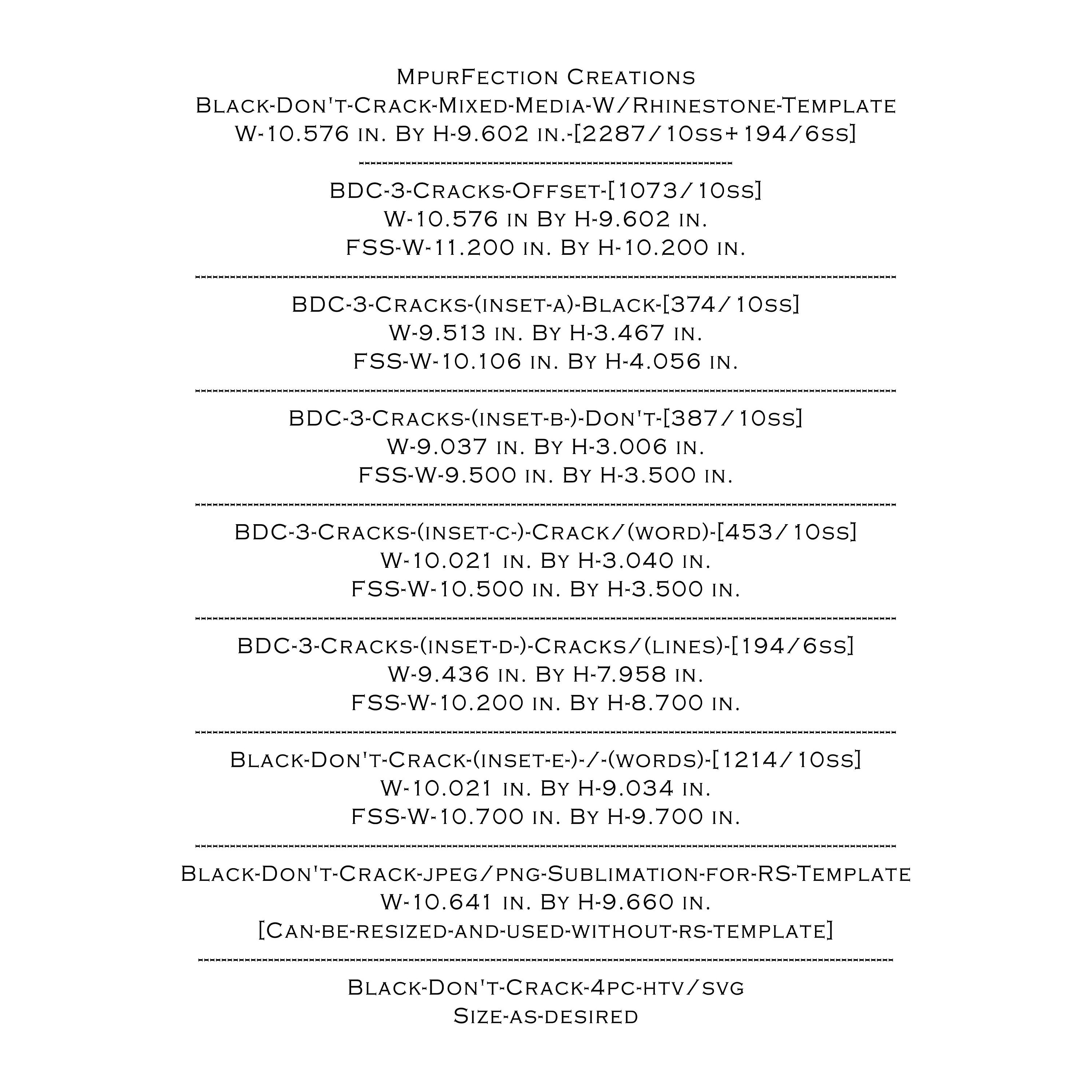 10ss-rhinestone Template SVG Black Don't Crack 3cracks jpeg-png ...