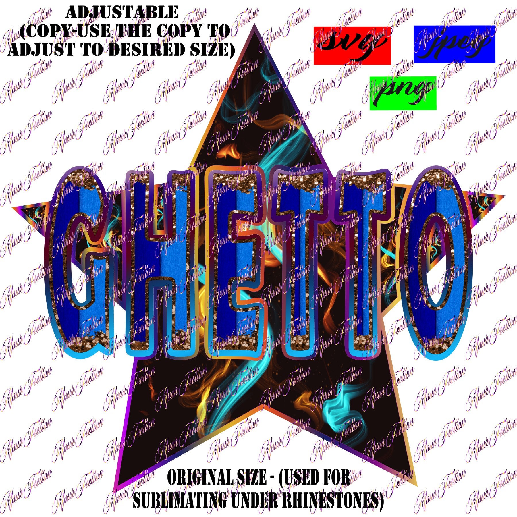 DIGITAL BLING SVG Ghetto Super Star Bling Template Silhouette Cricket ...