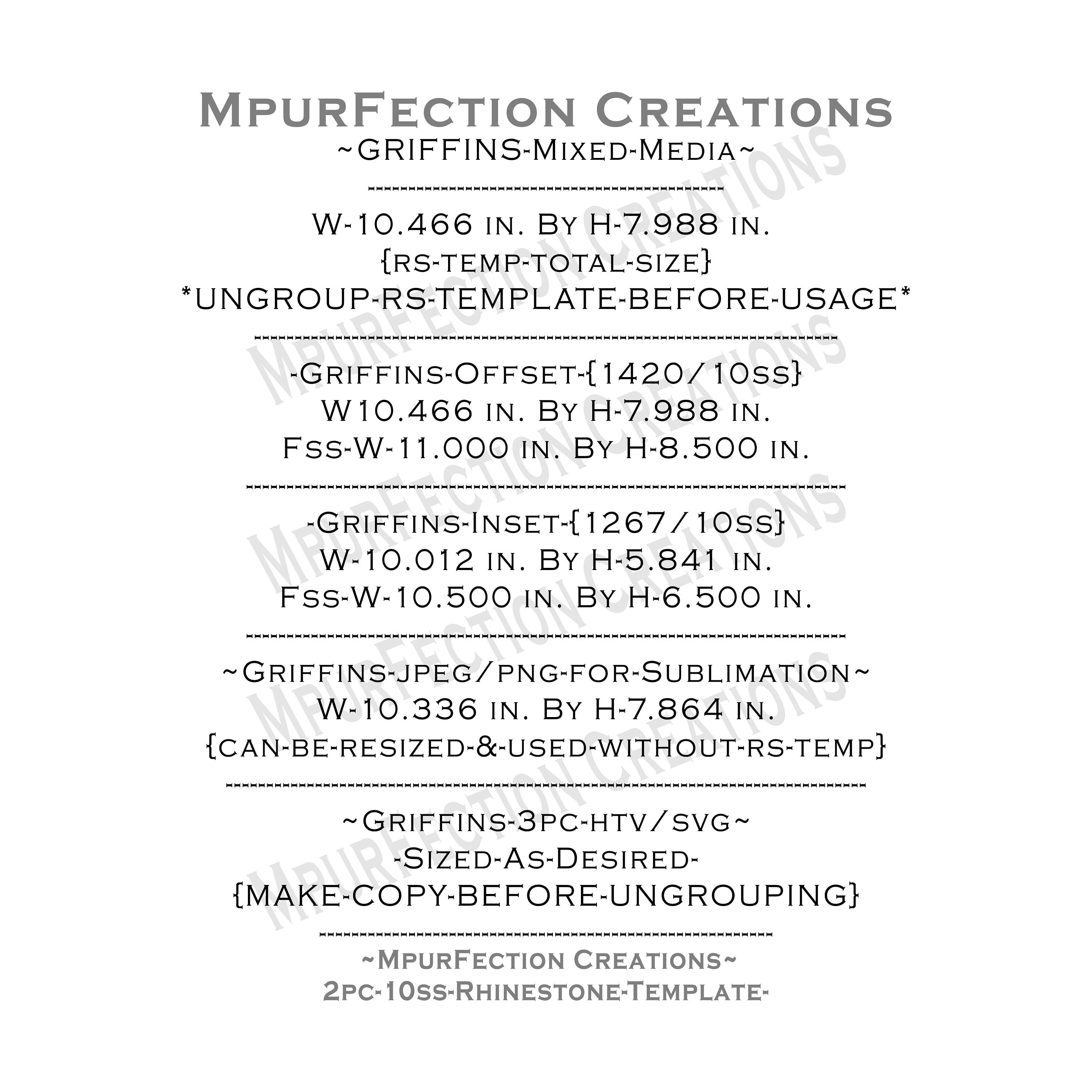 10ss GRIFFINS rhinestone Template Svg Jpeg-png Cricut Silhouette - Etsy