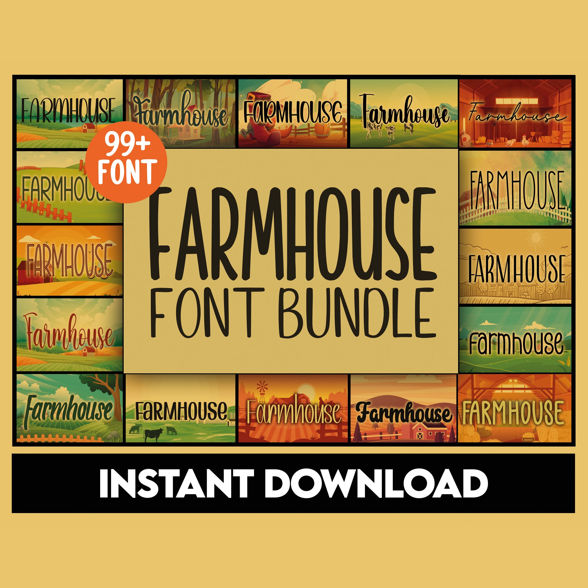 Farmhouse Font Bundle, Farmhouse Fonts SVG, Farmhouse Fonts TTF ...
