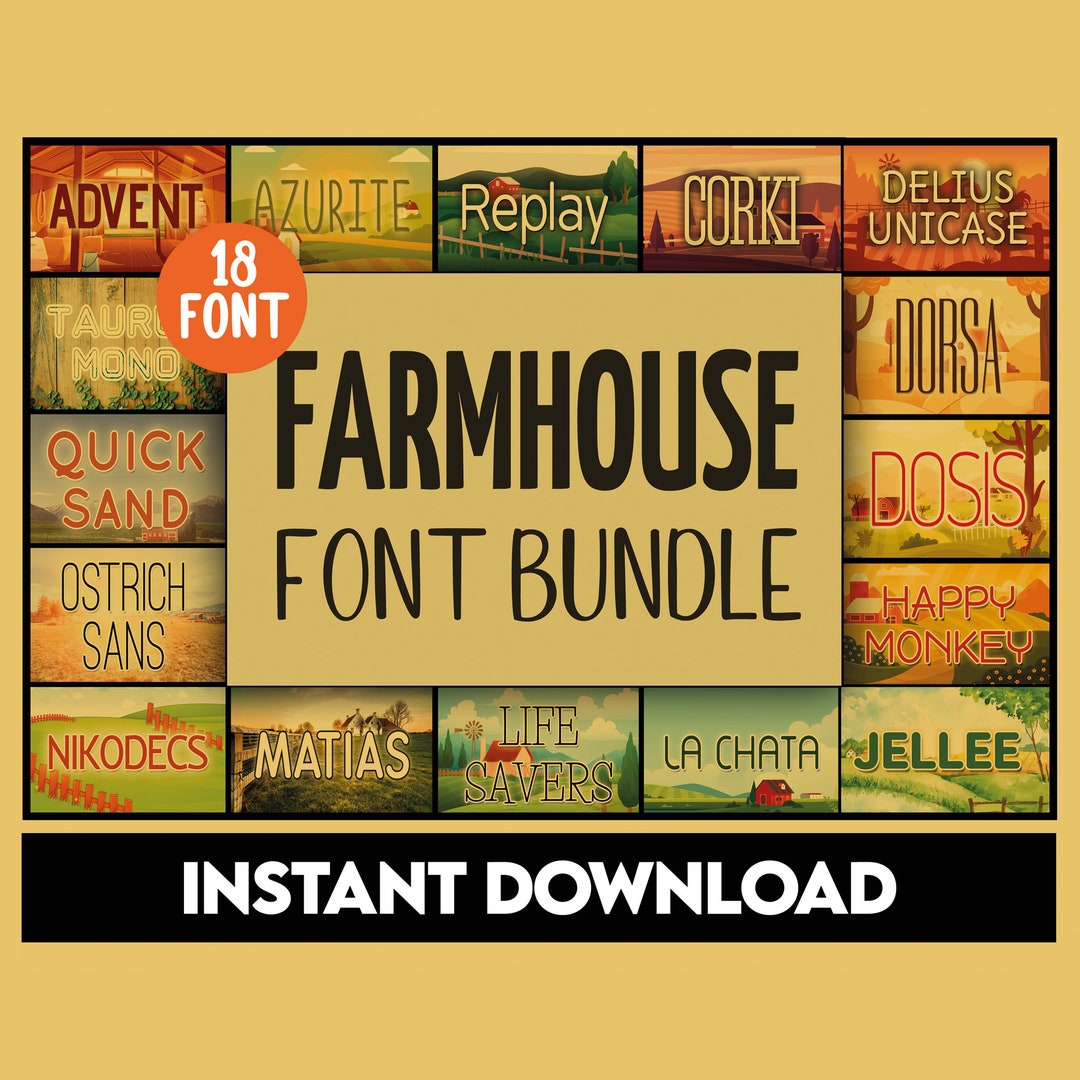 Farmhouse Font Bundle, Farmhouse Fonts TTF, Farmhouse Fonts for Cricut ...