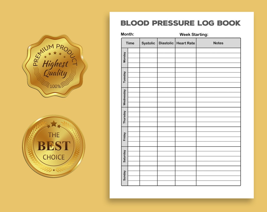 Daily Blood Pressure Sheet PDF | High Blood Pressure Log Book Printable ...