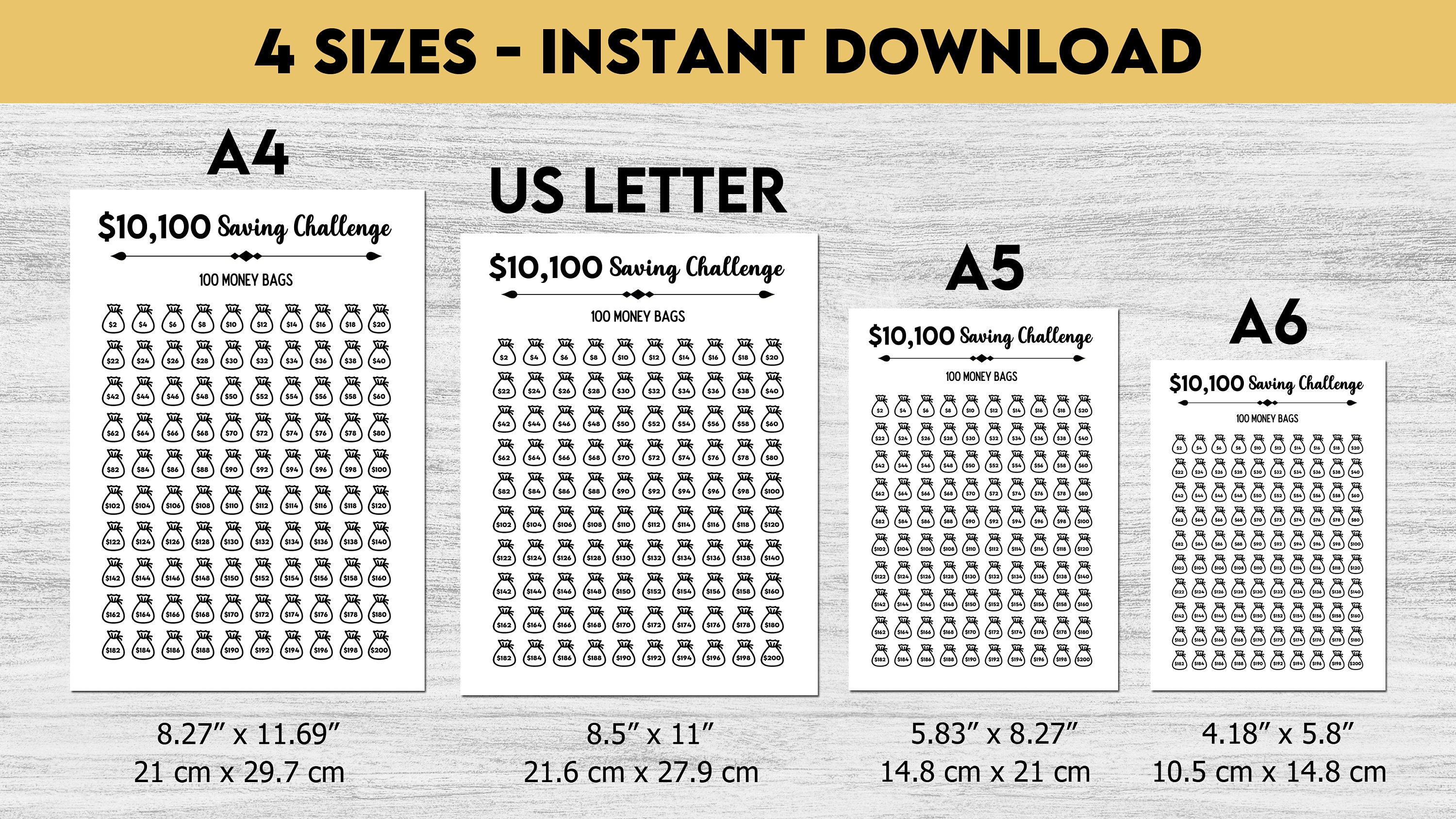 Money Saving Challenge Printable, Savings Tracker Printable, 10100 ...