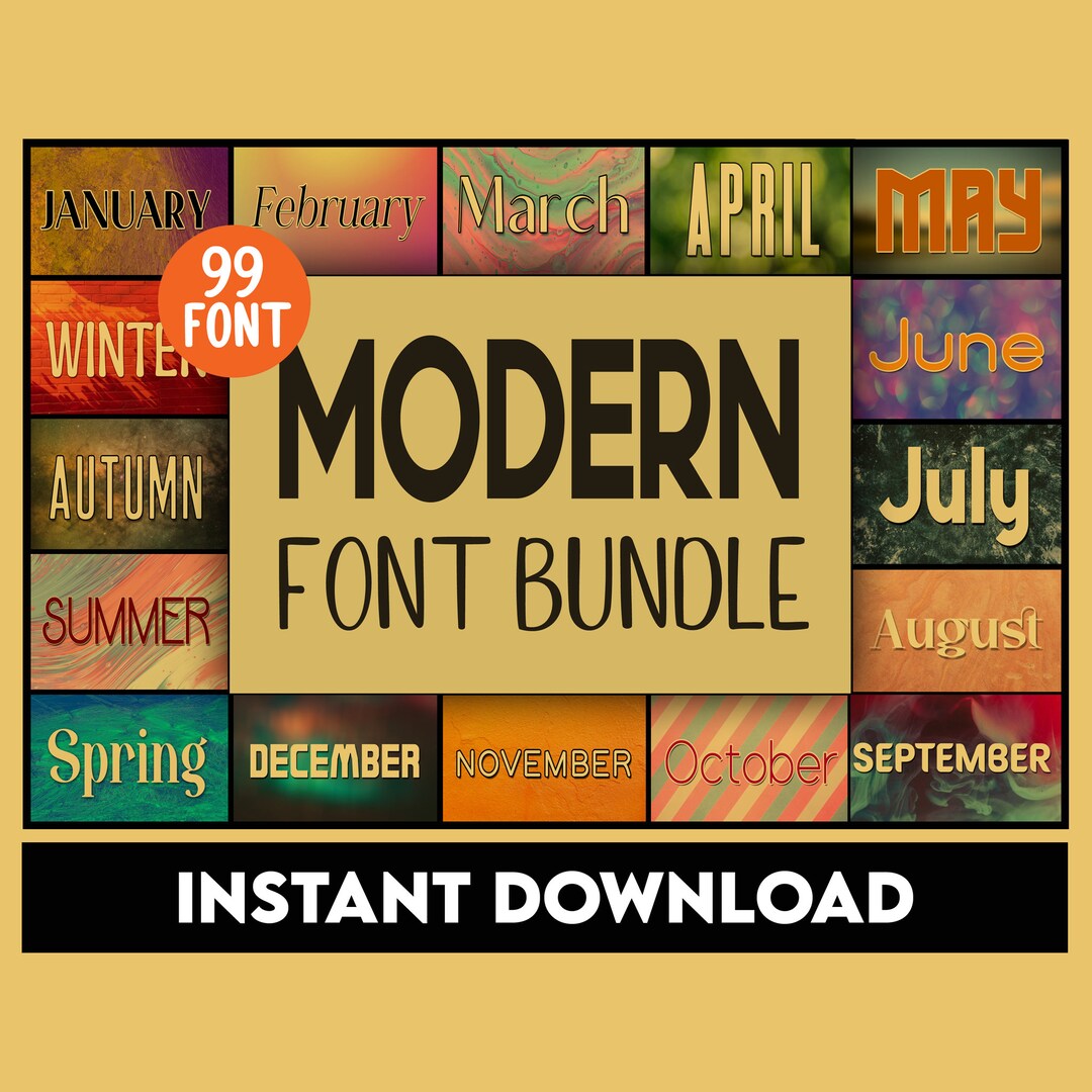 Modern Font Bundle, Classy Font Collection, Modern Font SVG, Modern Font for Procreate, Modern ...
