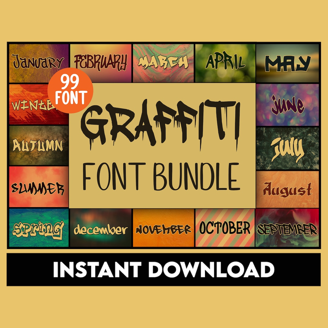 Graffiti Font Bundle Urban Graffiti Font Bundle Street Font - Etsy