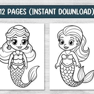 Printable Cute Mermaid Coloring Pages for Kids | Toddlers, Preschoolers ...