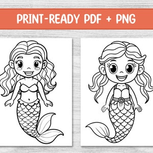 Printable Cute Mermaid Coloring Pages for Kids | Toddlers, Preschoolers ...