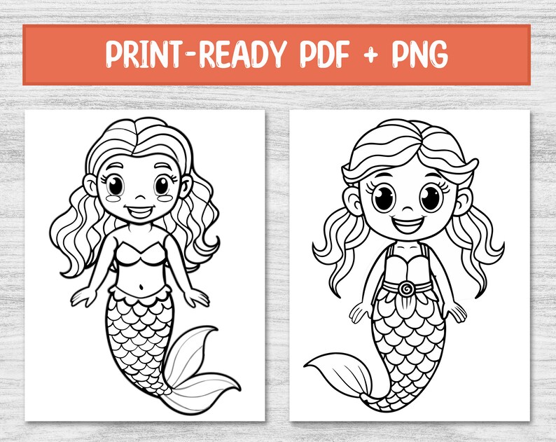 Printable Cute Mermaid Coloring Pages for Kids | Toddlers, Preschoolers ...