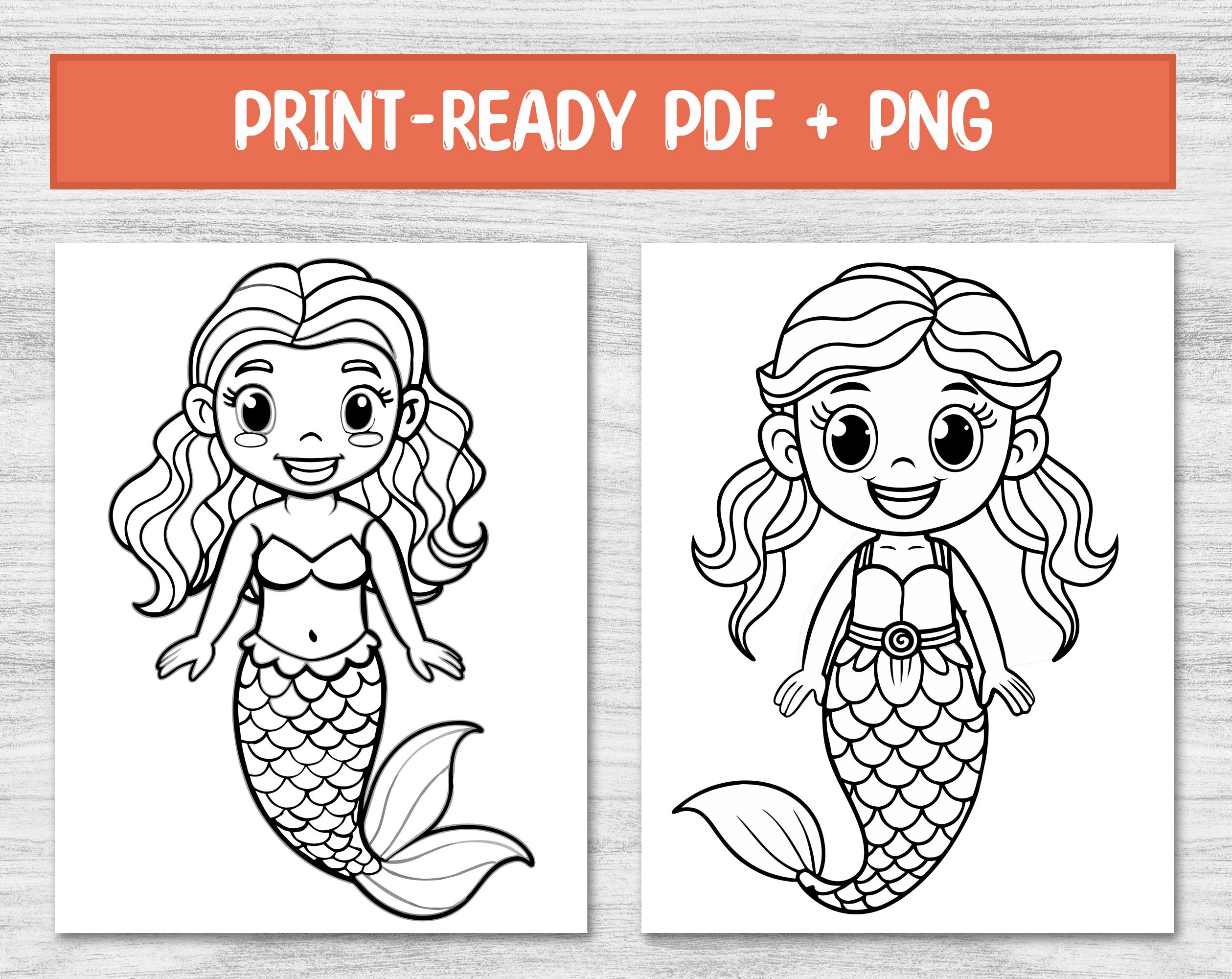 Printable Cute Mermaid Coloring Pages for Kids Toddlers, Preschoolers ...