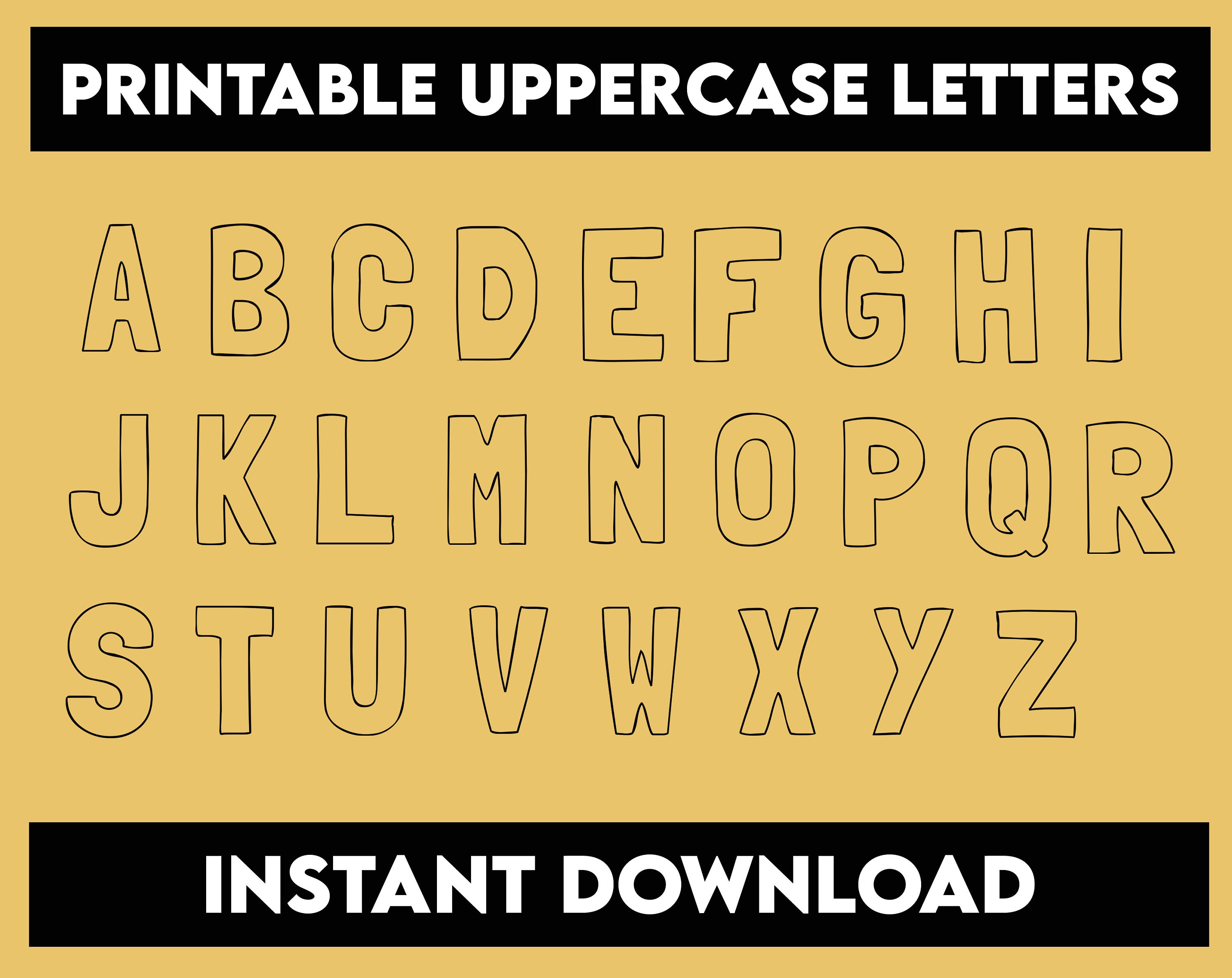 Printable Bulletin Board Letters, Printable Uppercase Letters, Outline ...