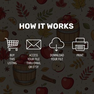 Fall Harvest Seamless Pattern: Autumn Leaves, Apples (digital Download ...
