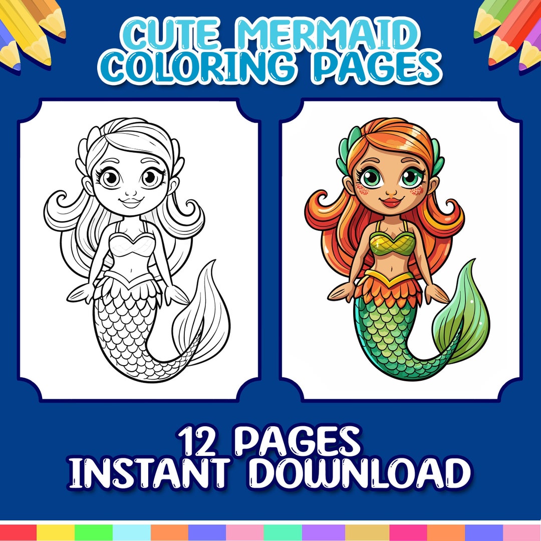 Printable Cute Mermaid Coloring Pages for Kids | Toddlers, Preschoolers ...