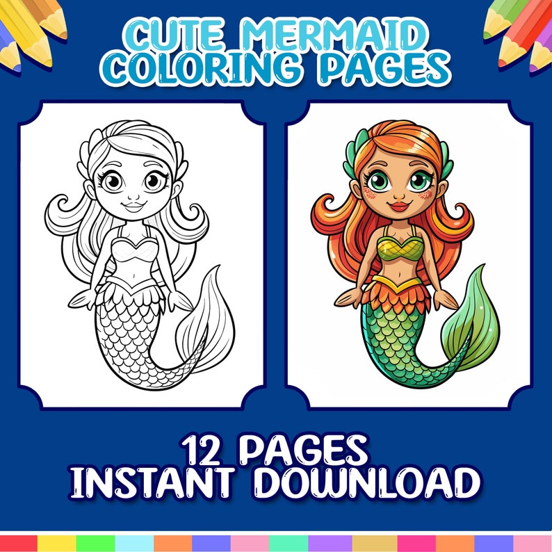Printable Cute Mermaid Coloring Pages for Kids | Toddlers, Preschoolers ...
