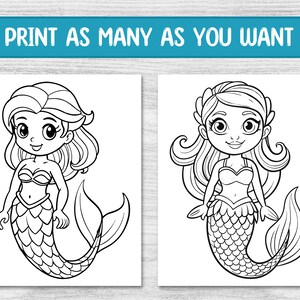 Printable Cute Mermaid Coloring Pages for Kids | Toddlers, Preschoolers ...