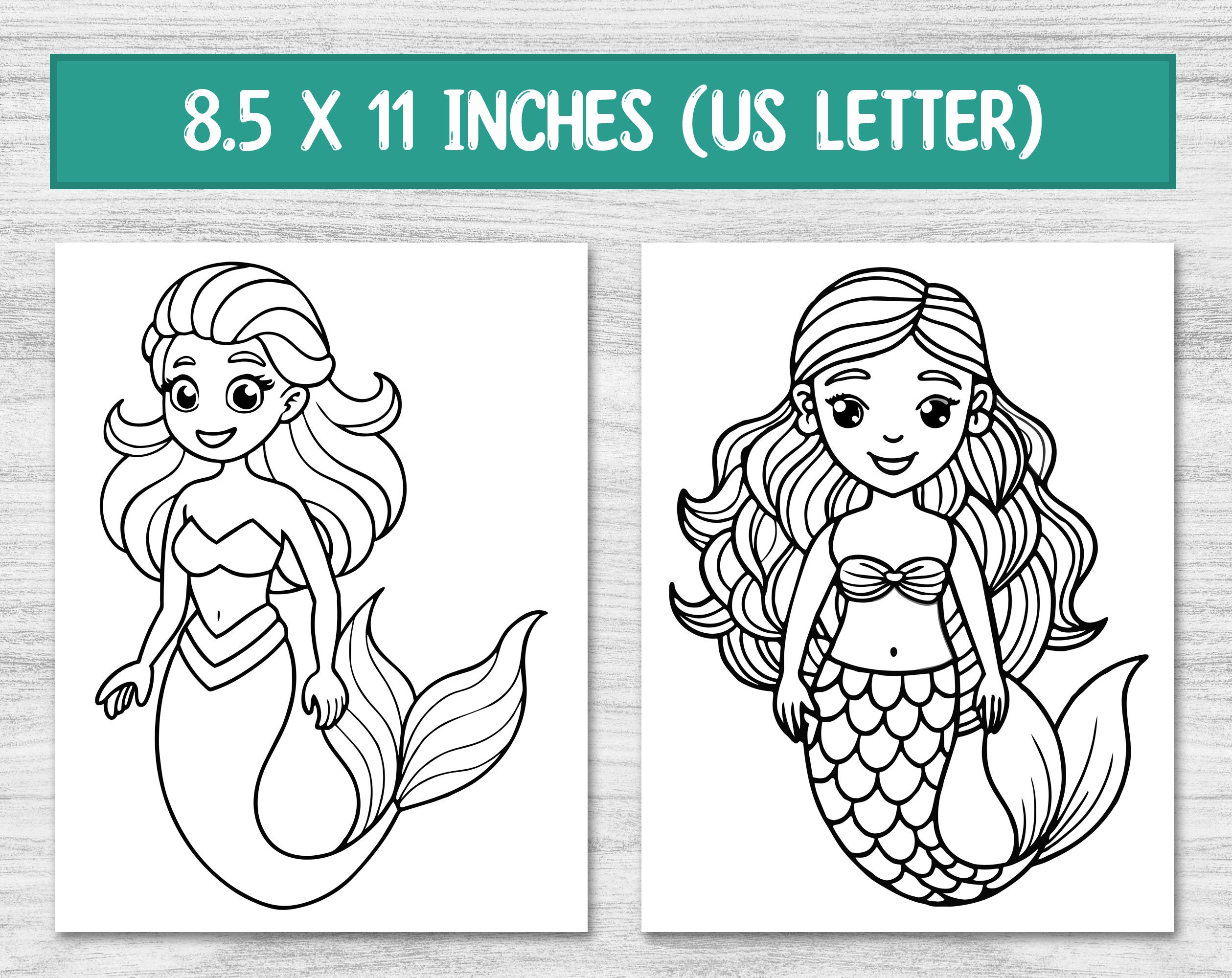 Printable Cute Mermaid Coloring Pages for Kids | Toddlers, Preschoolers ...