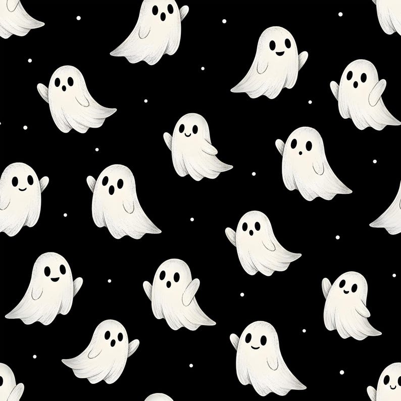 Cute Halloween Ghosts Seamless Pattern: Spooky Digital Paper (digital ...