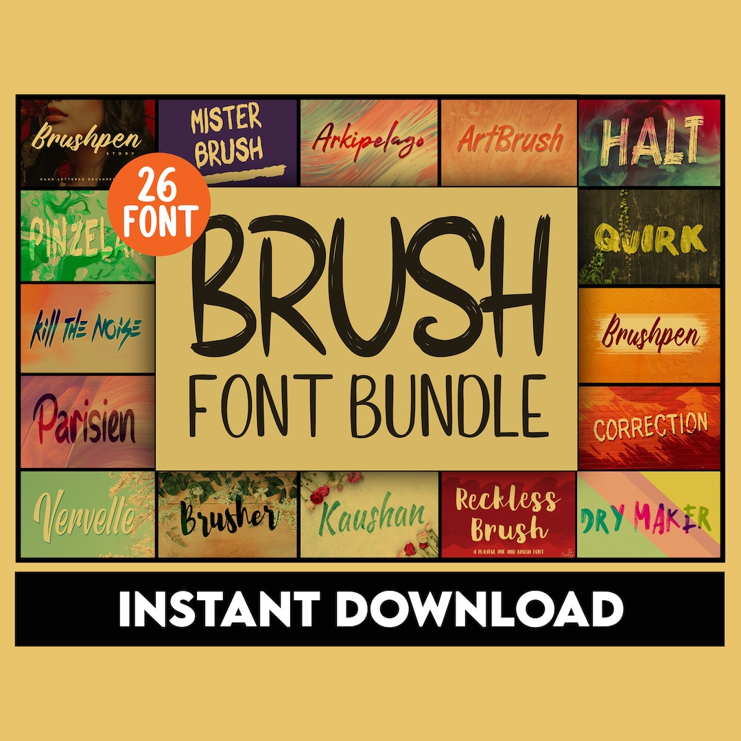 Brush Font Bundle, Font Bundle for Crafters, Brushed Alphabet, Font for Cricut, MEGA Font Bundle ...