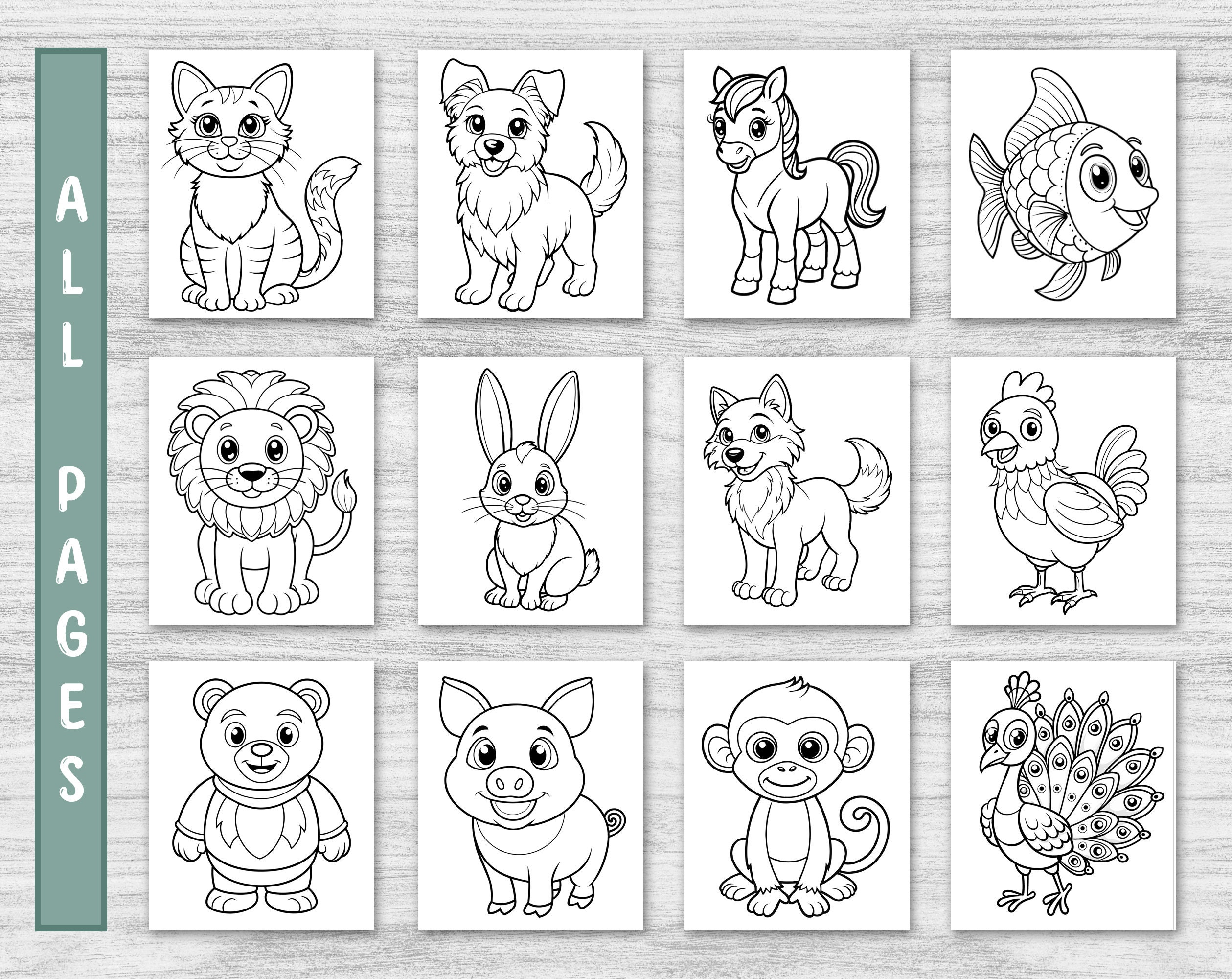 Printable Cute Animals Coloring Pages for Kids Toddlers, Preschoolers ...